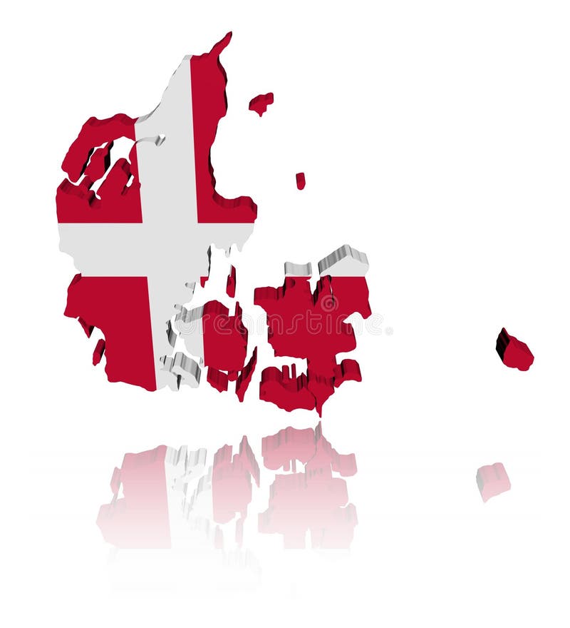 Map of Denmark with Flag stock vector. Illustration of aerial - 3013215