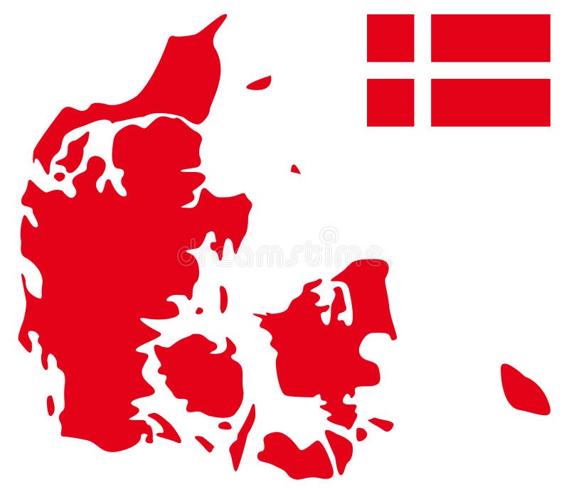Denmark map and flag stock vector. Illustration of file - 86360654