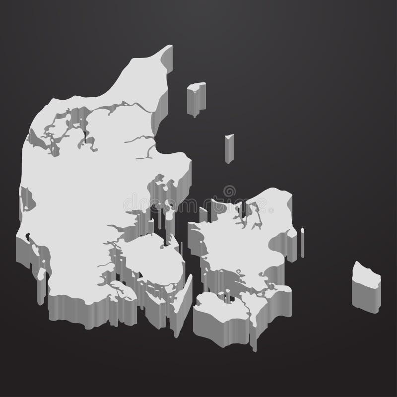 Denmark Map Gray Black Background 3d Stock Illustrations – 5 Denmark ...