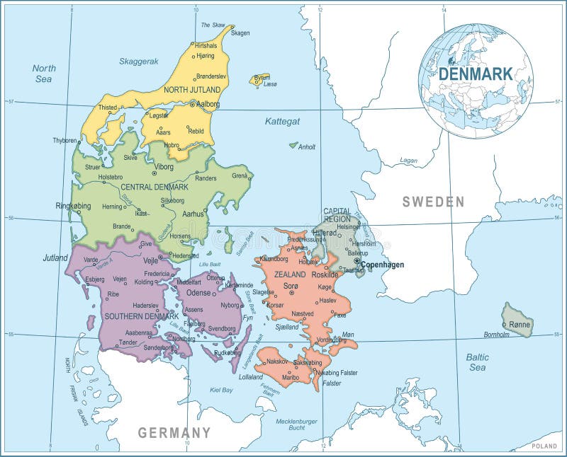 Denmark Highly Detailed Map with Territory Borders Stock Vector ... Denmark Highly Detailed Map with Territory Borders Stock Vector ...