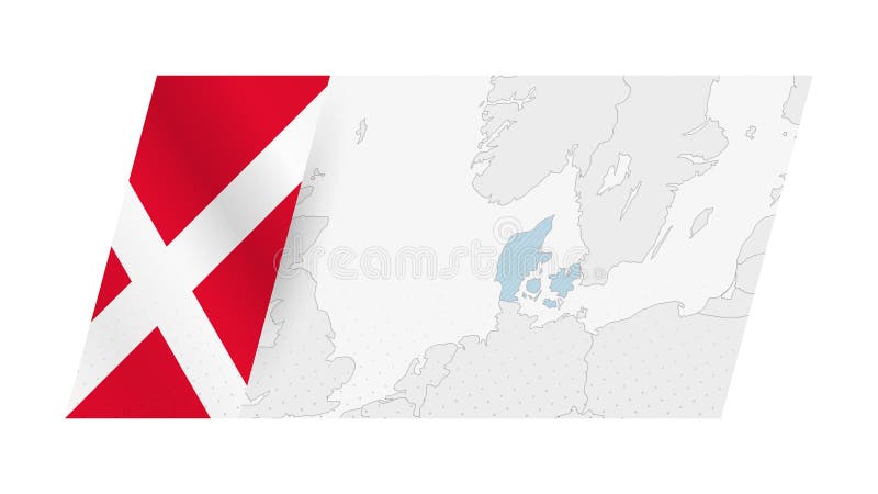 Denmark Map in Modern Style with Flag of Denmark on Left Side Stock ...