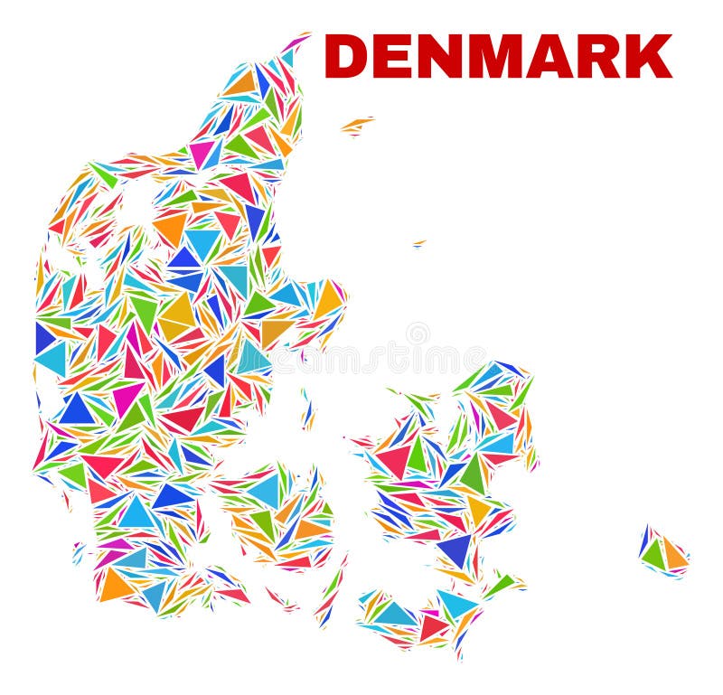 Denmark Map - Mosaic Of Color Triangles Stock Vector - Illustration of ...