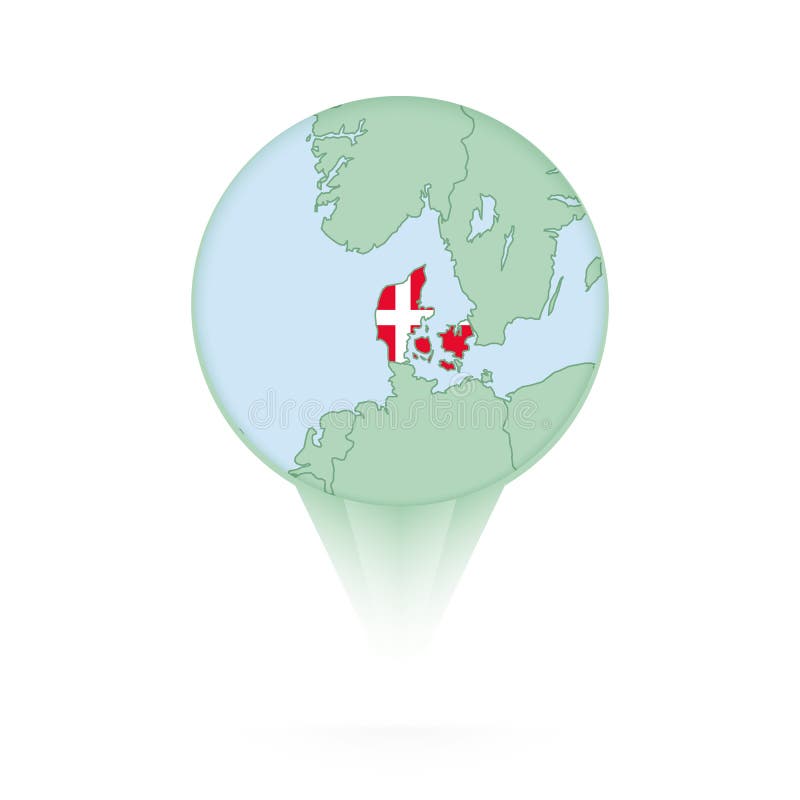 Denmark Map, Stylish Location Icon with Denmark Map and Flag Stock ...