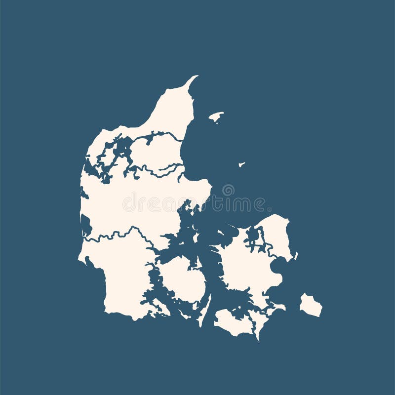 Denmark Map Using Blue Border Lines on Dark Background Stock Vector ...
