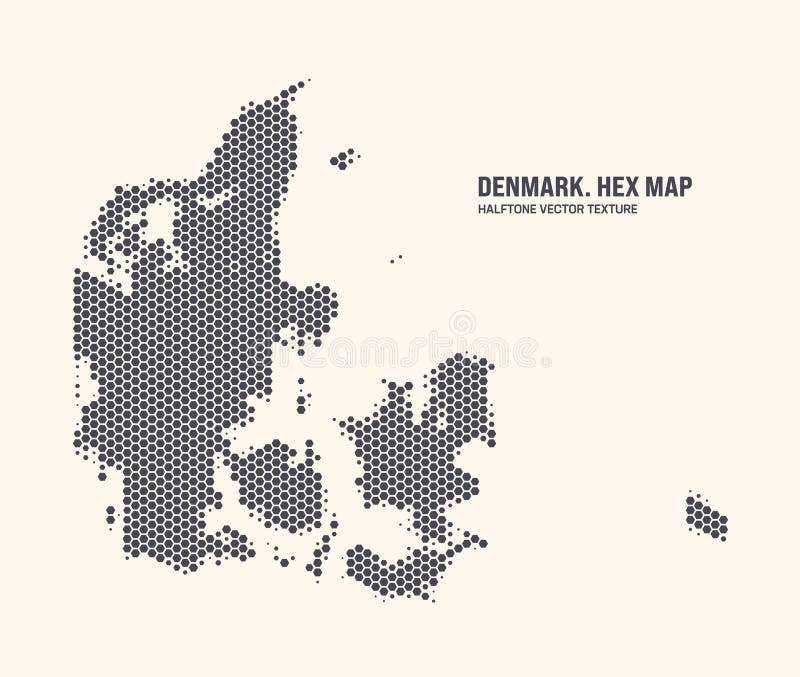 Denmark Map Vector Hexagonal Half Tone Pattern Isolated on Light ...