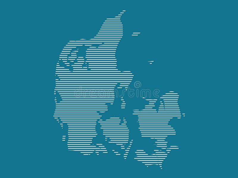 Denmark Map Vector with Simple Straight Lines on Blue Background Stock ...