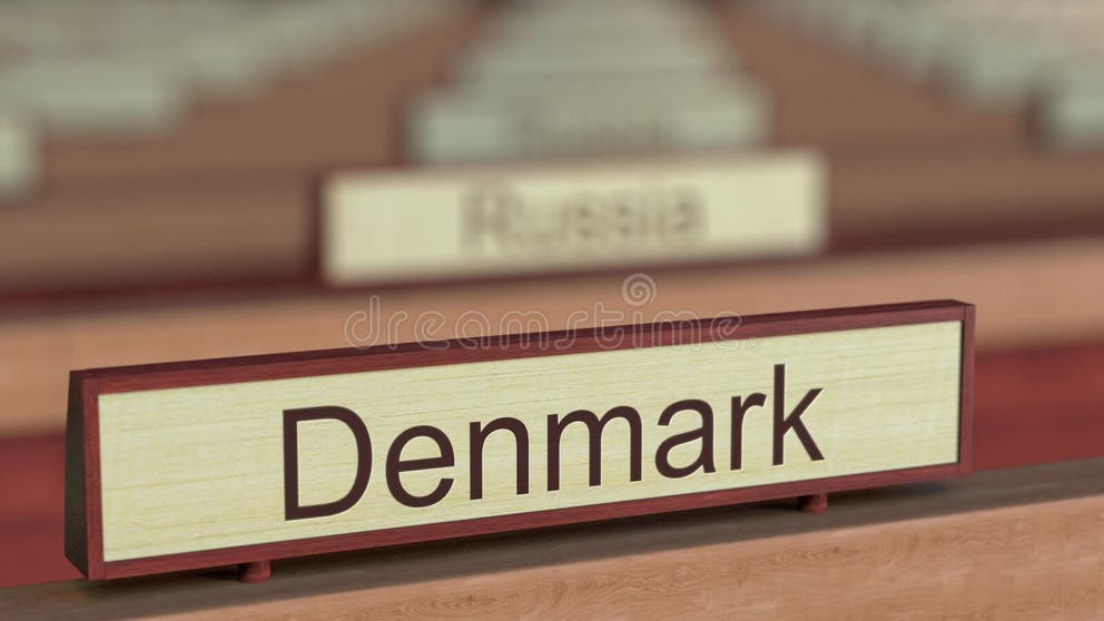 Denmark Name Sign among Different Countries Plaques at International ...