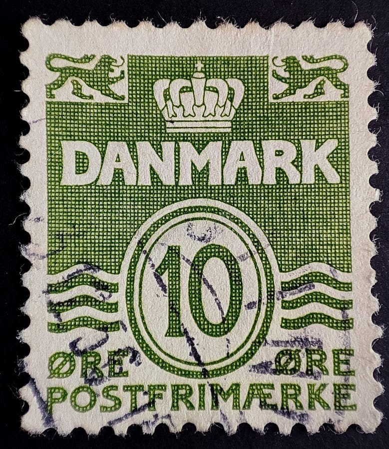 Denmark 10 Ore Old Stamp Collection Editorial Image - Image of ...