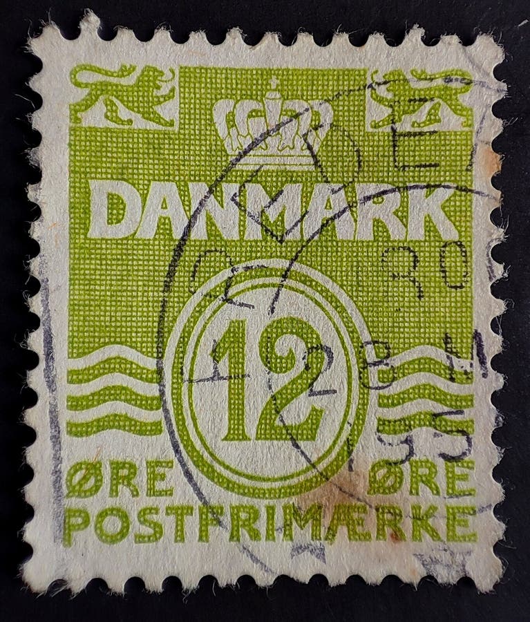 Denmark 12 Ore Old Stamp Collection Editorial Photography - Image of ...