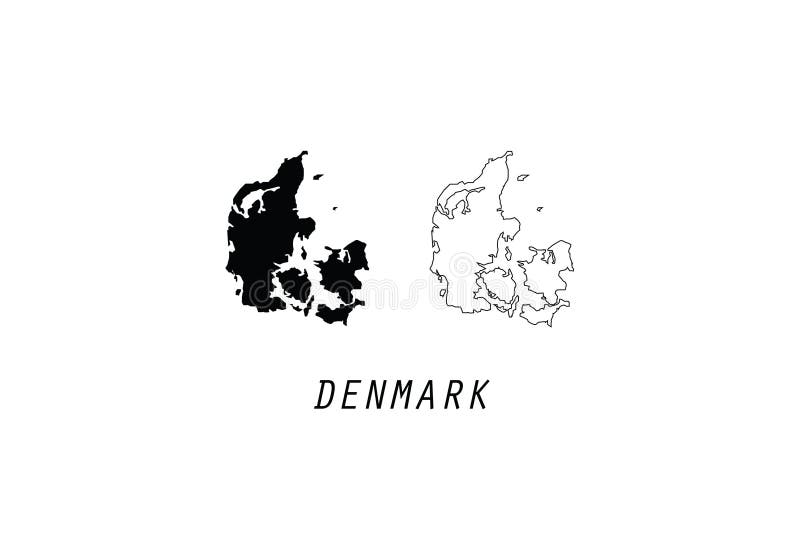 Denmark Outline Map National Borders Stock Vector - Illustration of ...
