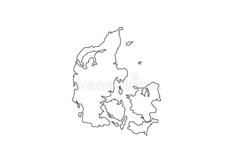 Denmark Outline Map National Borders Stock Vector - Illustration of ...