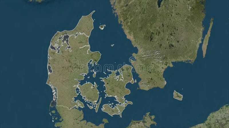 Denmark Outlined. High-res Satellite Stock Illustration - Illustration ...