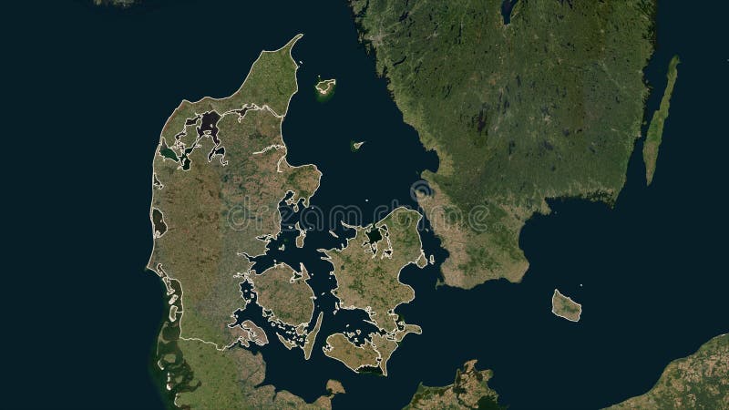 Denmark Outlined. Low-res Satellite Stock Illustration - Illustration ...