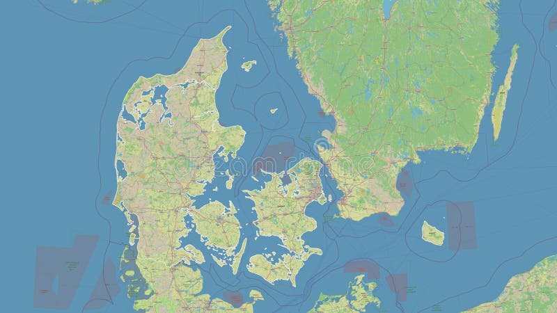 Denmark Outlined. Topo Standard Stock Illustration - Illustration of ...