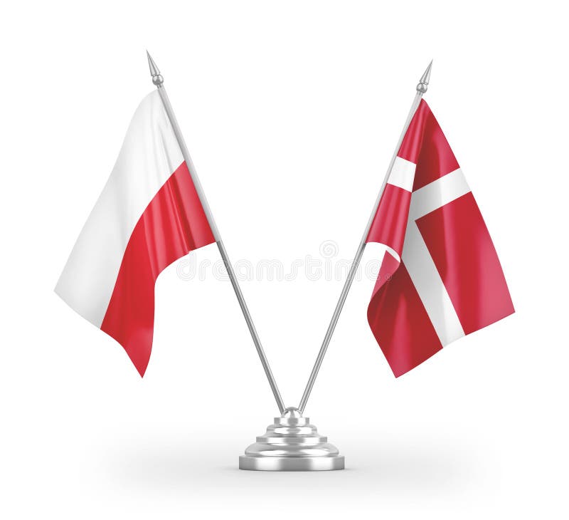 Denmark and Poland Flags Crossed and Waving Flat Style. Official ...