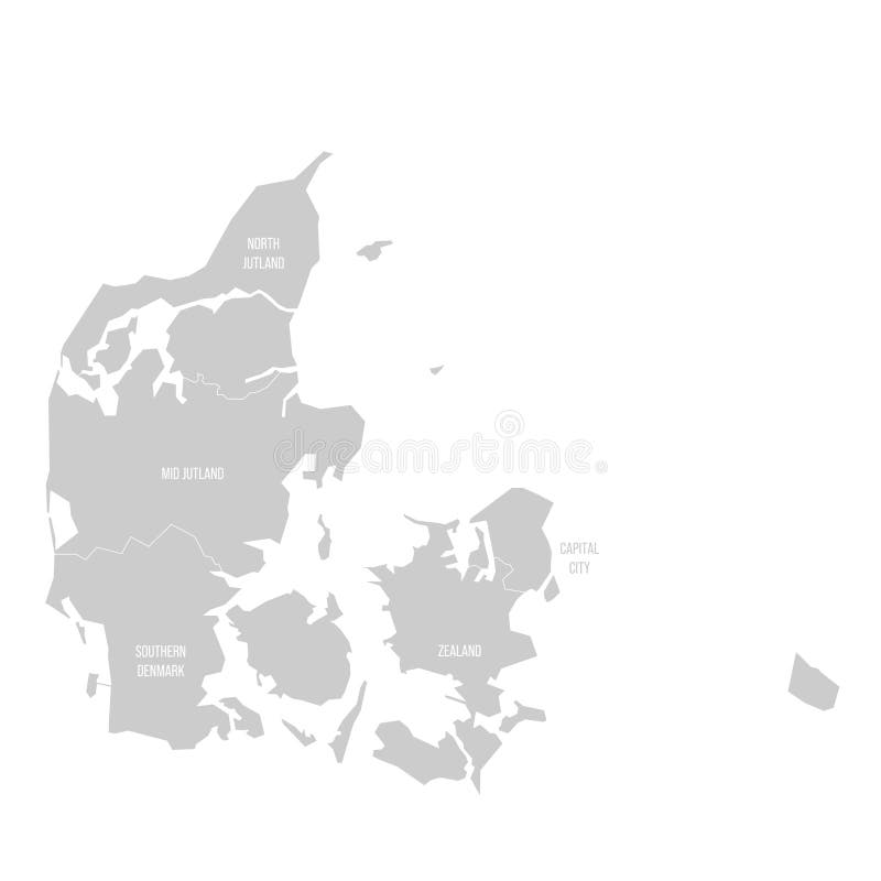 Denmark Political Map of Administrative Divisions Stock Vector ...