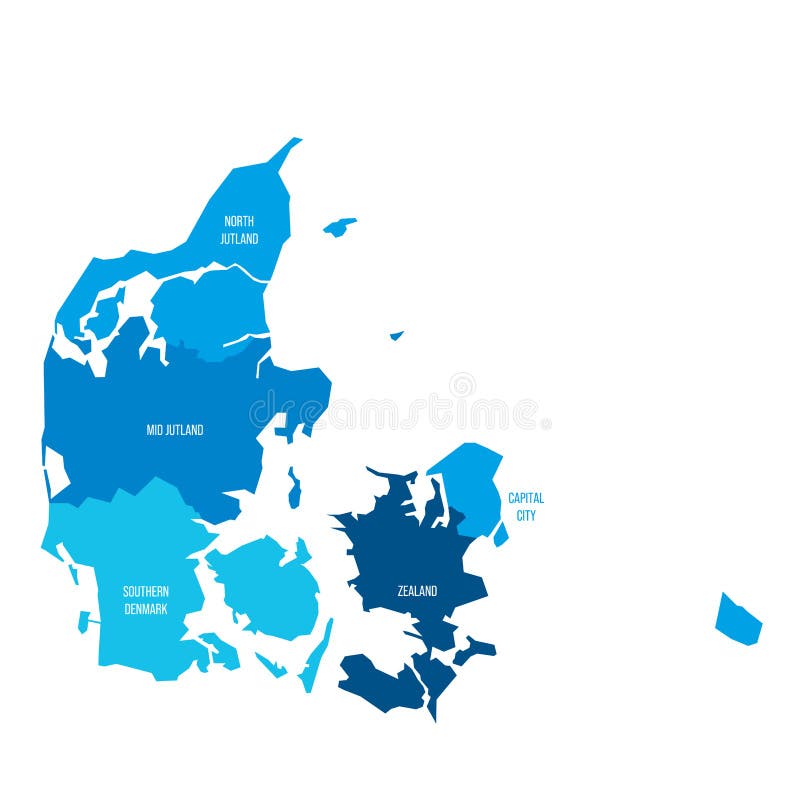 Denmark Political Map of Administrative Divisions Stock Illustration ...