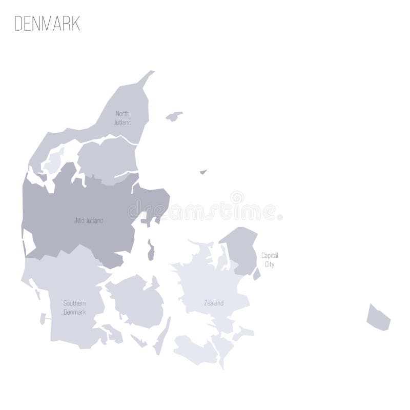 Denmark Political Map of Administrative Divisions Stock Vector ...