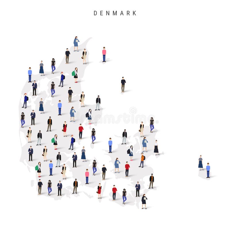 Denmark Population Map. Large Group of People in a Shape of Danish Map ...