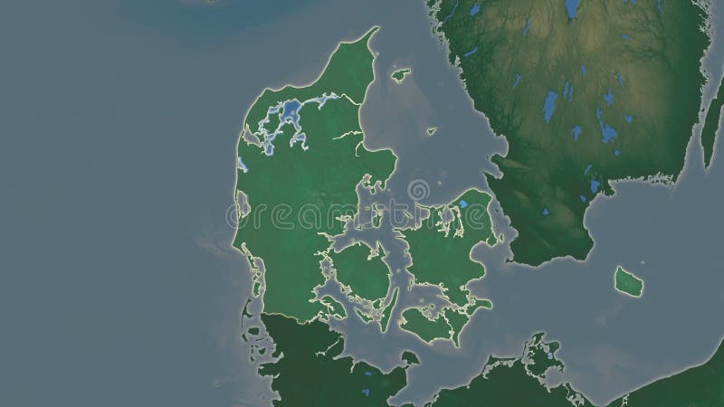 Denmark, 3D relief map stock illustration. Illustration of topographic ...