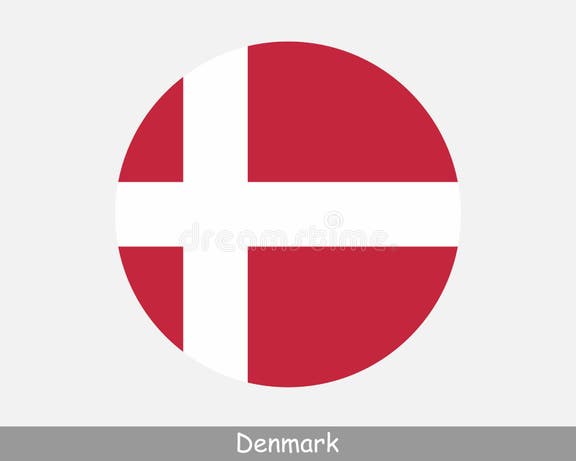 Denmark Round Circle Flag. Danish Circular Button Banner Icon Stock ...