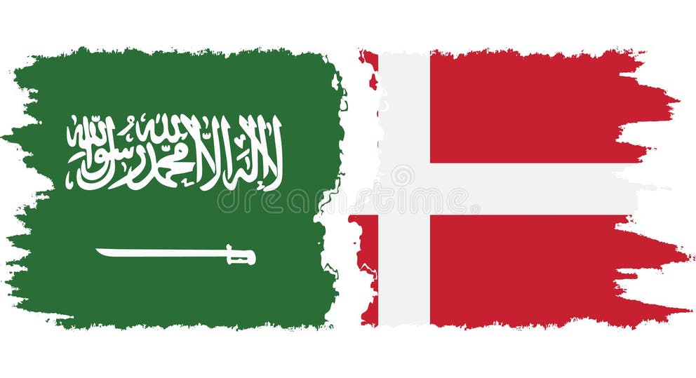 Denmark and Saudi Arabia Grunge Flags Connection Vector Stock Vector ...