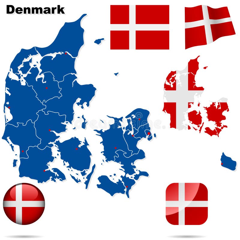 Denmark map stock vector. Illustration of symbol, provinces - 6263633