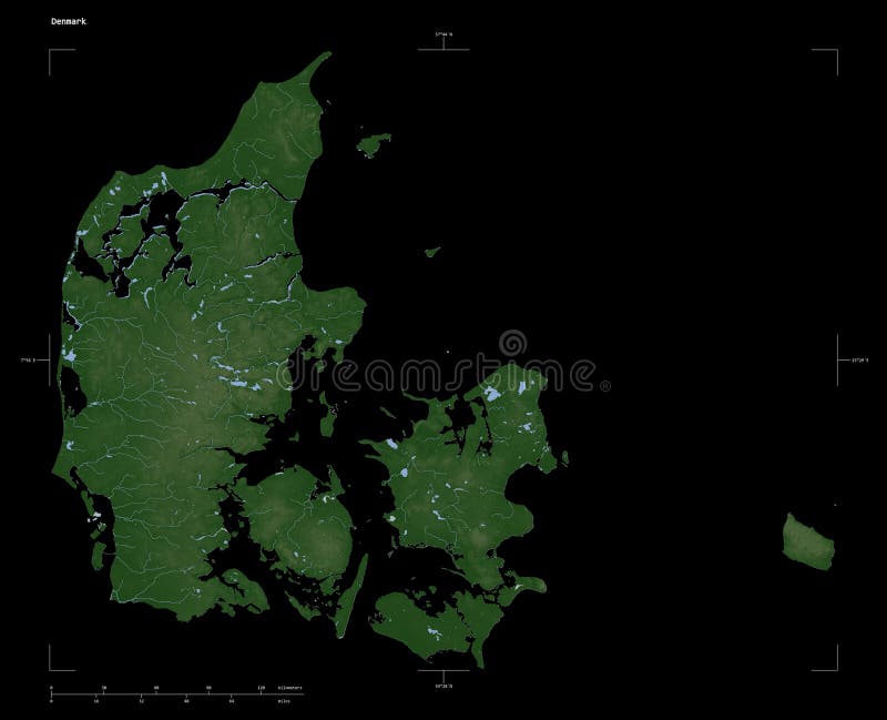 Denmark Shape on Black. Pale Stock Illustration - Illustration of atlas ...