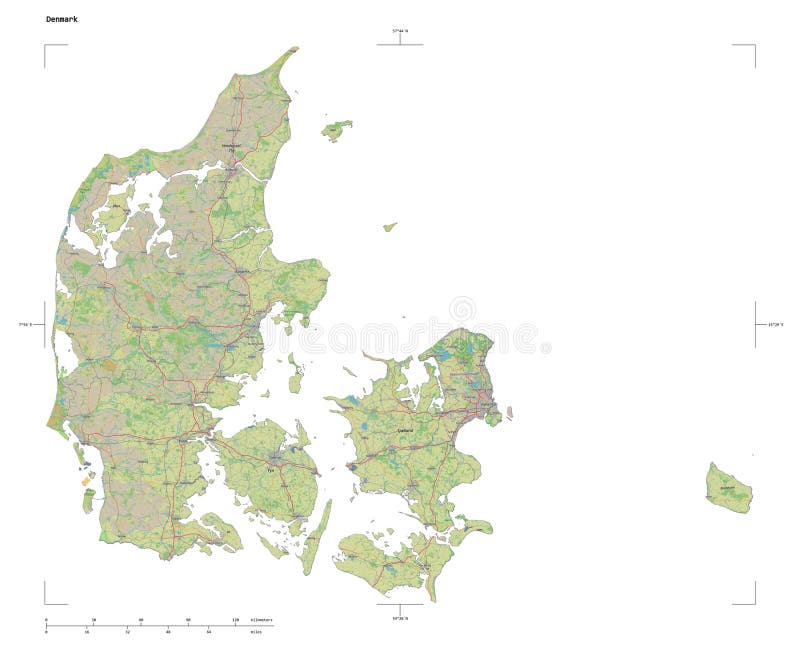 Denmark Shape on White. Topo Standard Stock Illustration - Illustration ...