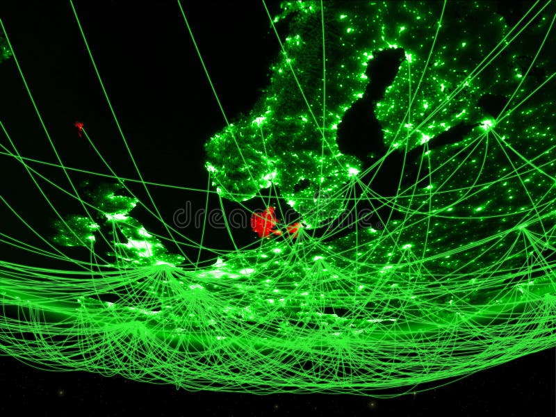Denmark from Space with Network Stock Image - Image of travel, science ...