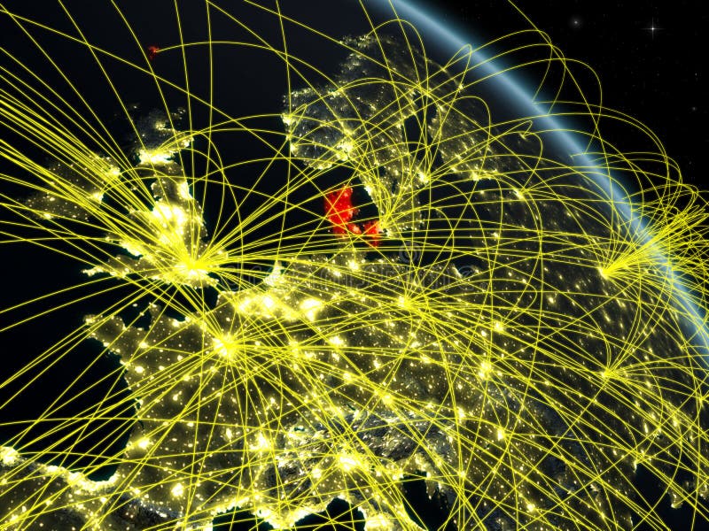 Denmark from Space with Network Stock Illustration - Illustration of ...