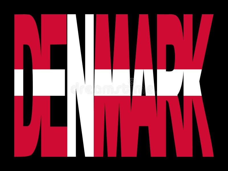 Denmark text with flag stock vector. Illustration of silhouette - 4397975