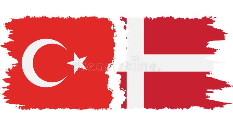 Denmark and Turkey Grunge Flags Connection Vector Stock Vector ...