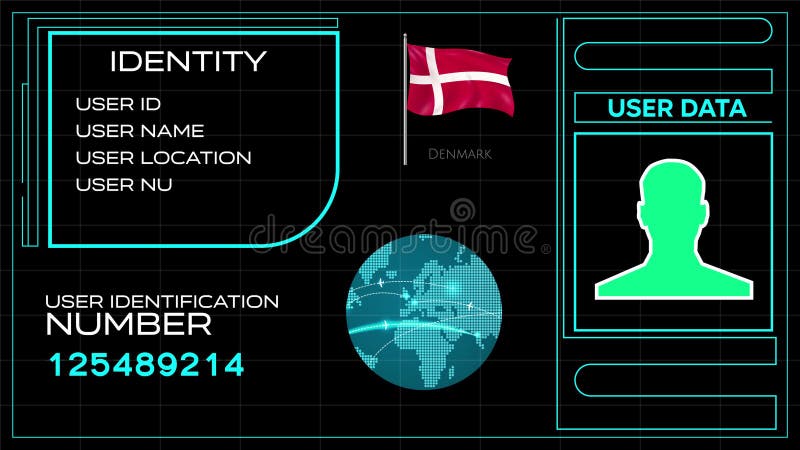 Denmark User Identification System Animation Video Footage. User ...