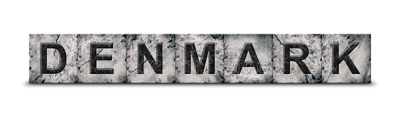 Denmark, Words on Stone Blocks. Isolated on White Background. Design ...