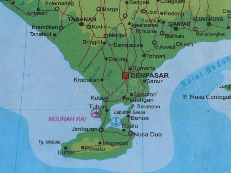 Denpasar City Map, Indonesia Stock Image - Image of presentation ...