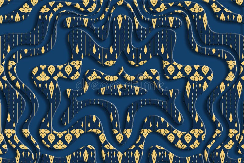 Dense Abstract Flow in Navy with Beige Accents Stock Illustration ...