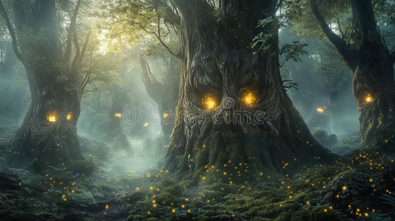 Enchanted Forest Awakening. Surreal Landscapes Concept Stock ...