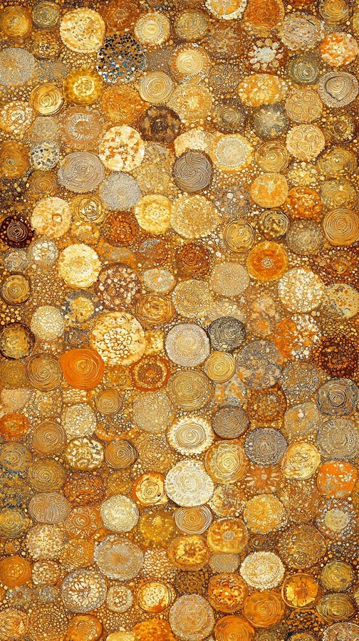 A Dense Arrangement of Golden Circular Forms with Varied Textures and ...