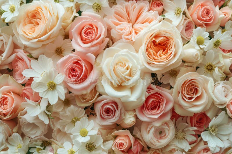 A Dense and Beautiful Bouquet Featuring an Array of Blush Roses and ...