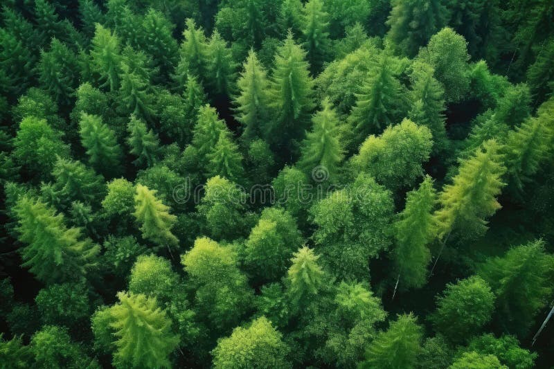 Dense Beautiful Green Forest, View from Above from the Drone ...