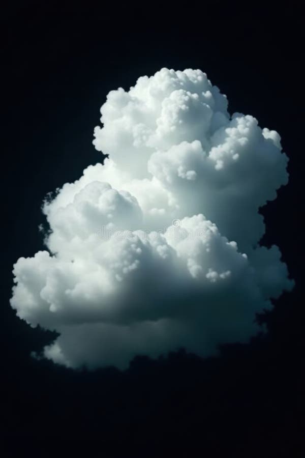 Dense, Billowing White Cloud Against Stark Black Backdrop , Impactful ...
