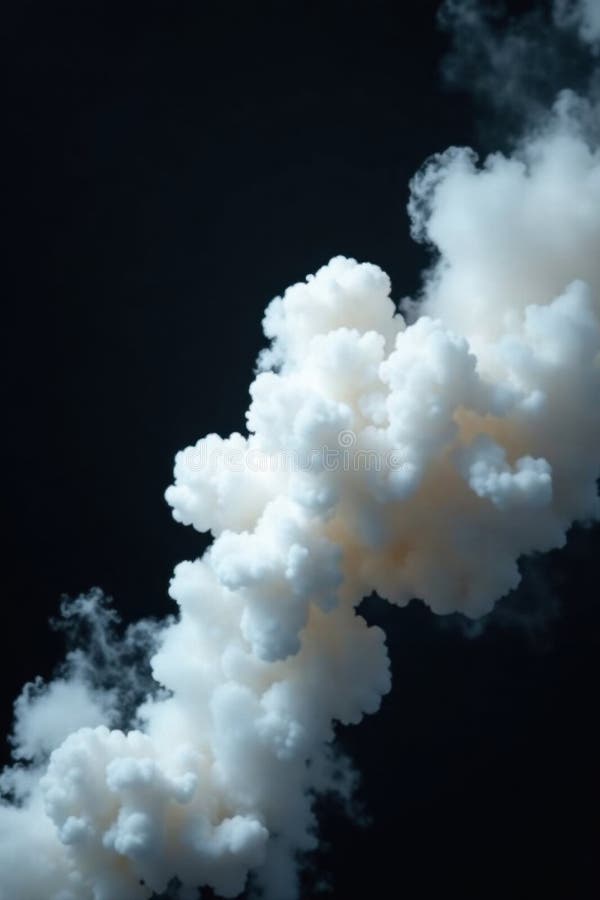 Dense, Billowing White Smoke Explodes Across a Pitch Black Background ...
