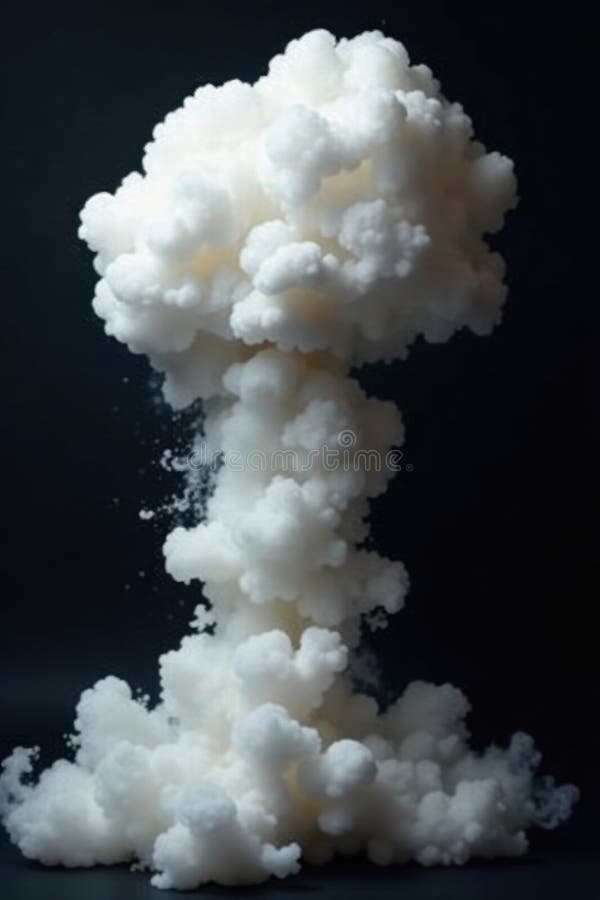 Dense, Billowing White Smoke Explodes Across a Pitch Black Background ...