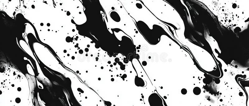 Dense Black Ink Pattern with Bold Contrasts on Solid White Background ...