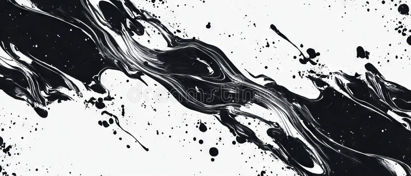 Dense Black Ink Pattern on Solid White Background with Bold Contrasts ...