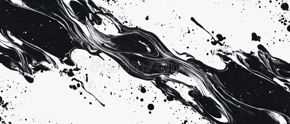 Dense Black Ink Pattern on Solid White Background with Bold Contrasts ...