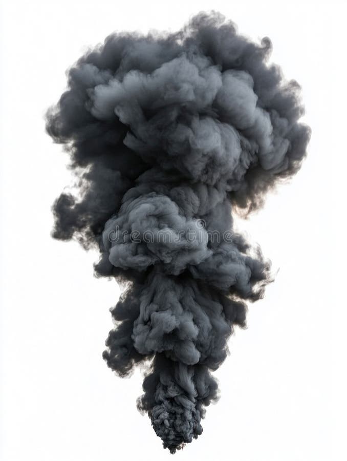 Dense Black Smoke Cloud Isolated on White Stock Illustration ...
