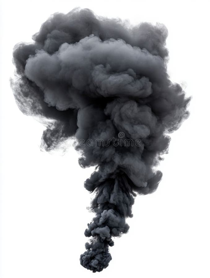 Dense Black Smoke Cloud Isolated on White Stock Illustration ...