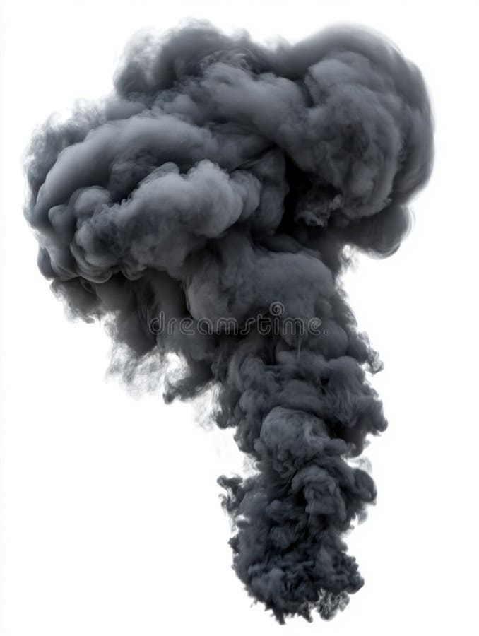 Dense Black Smoke Cloud Isolated on White Stock Illustration ...